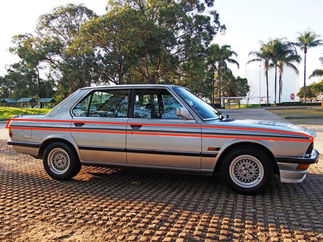 BMW E28 E23 E12 E30 BLACK M-technic Decor Set Stickers (4-door) (8pcs ...