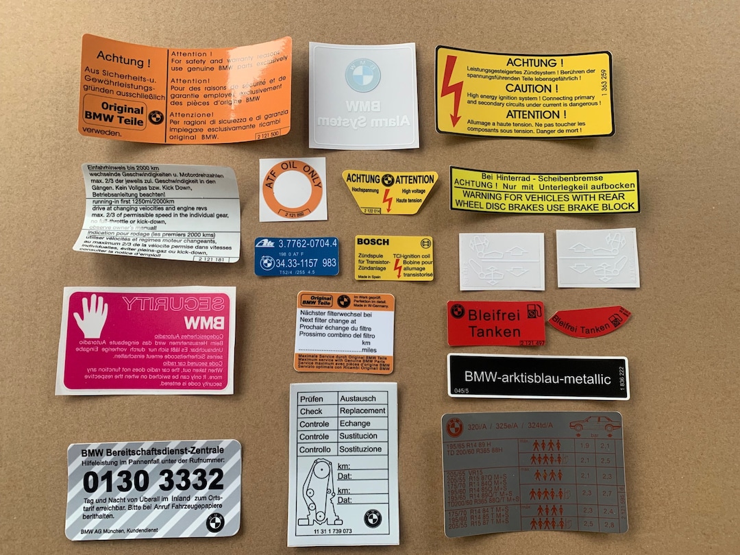 19pcs BMW E30 STANDARD Set 323i 320i 325i 324td 318i 316i Stickers Set ...