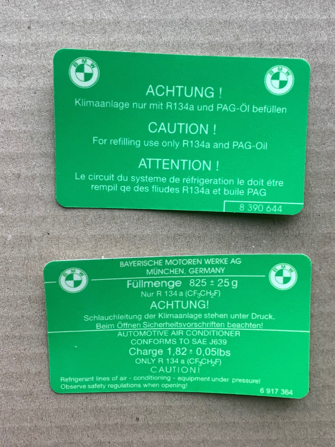 2pcs Label Sticker "air Condition" Klima R134a 825g - BMW E60 E66 E70 ...