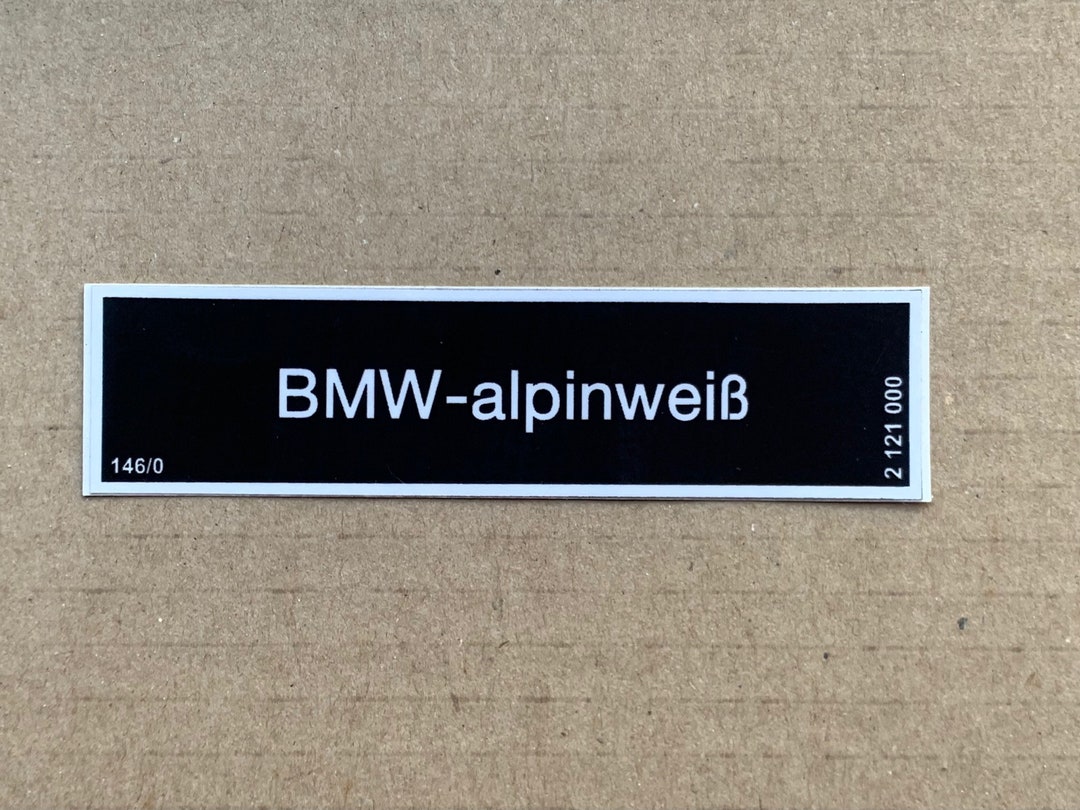 1x Bmw-alpinweiß Alpinweiss White Paint Sticker Label E21, E30, E12 ...