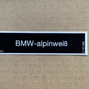 1x Bmw-alpinweiß Alpinweiss White Paint Sticker Label E21, E30, E12, E24, E28, E23, E32 2121000 ...