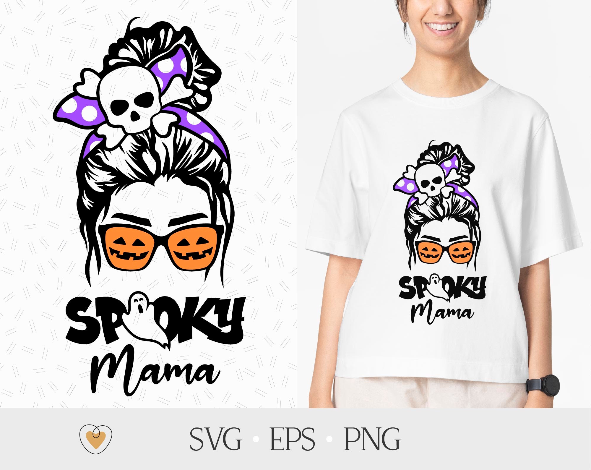 Halloween Spooky Mom Svg Messy Bun Svg Mom Life Png - Etsy