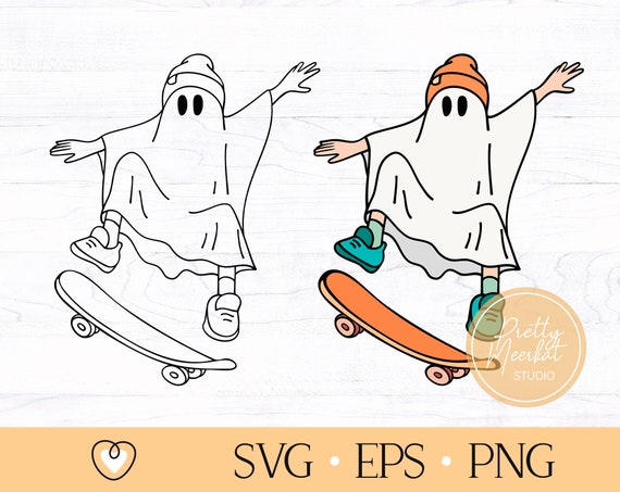 Ghost skateboard svg Boy halloween svg Kids halloween svg - Etsy España