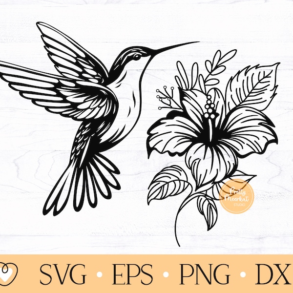Hummingbird and Flower Svg - Etsy