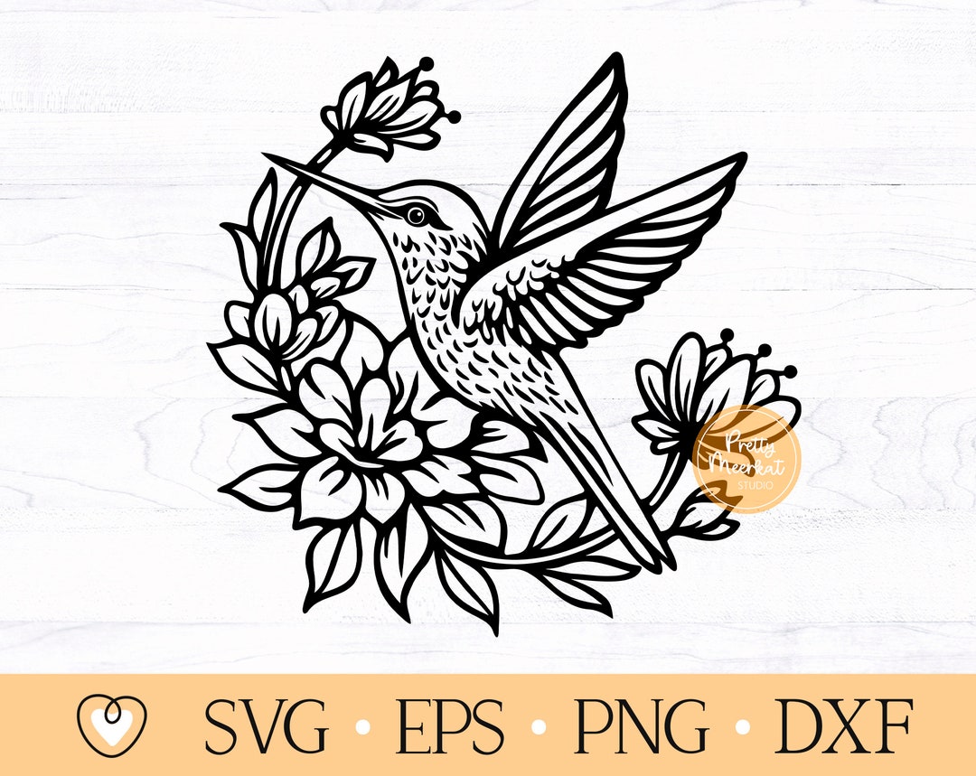 Hummingbird Svg, Hummingbird With Flowers Svg, Hummingbird Clipart ...
