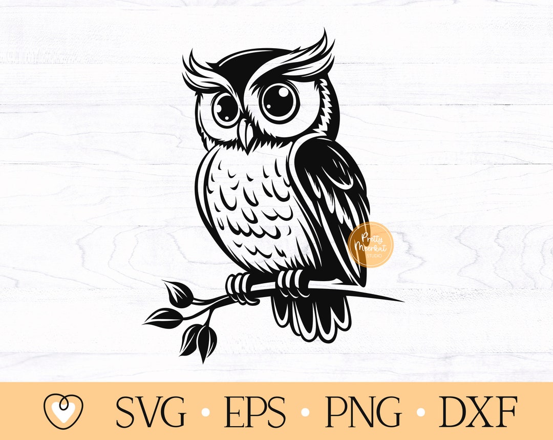 Owl Svg, Owl on a Branch Svg, Owl Clipart, Png, Dxf - Etsy