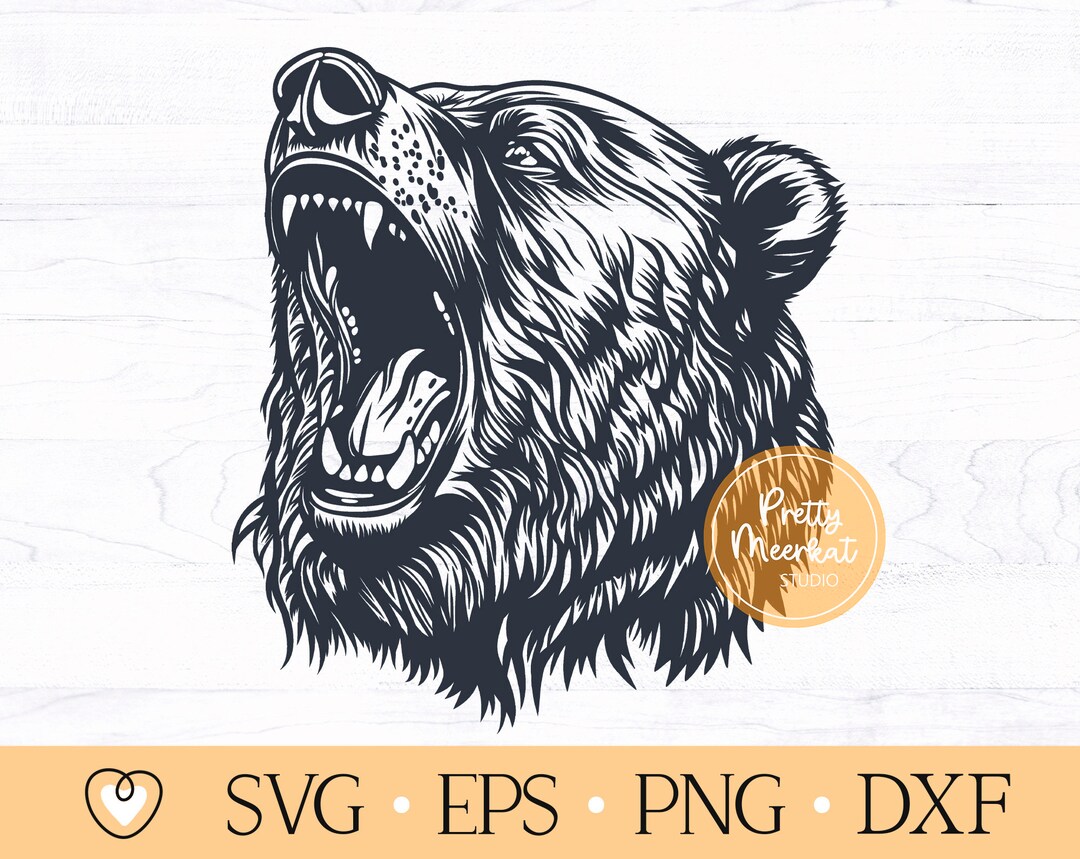 Roaring Bear Svg, Grizzly Bear Svg, Bear Face Svg, Png Files - Etsy