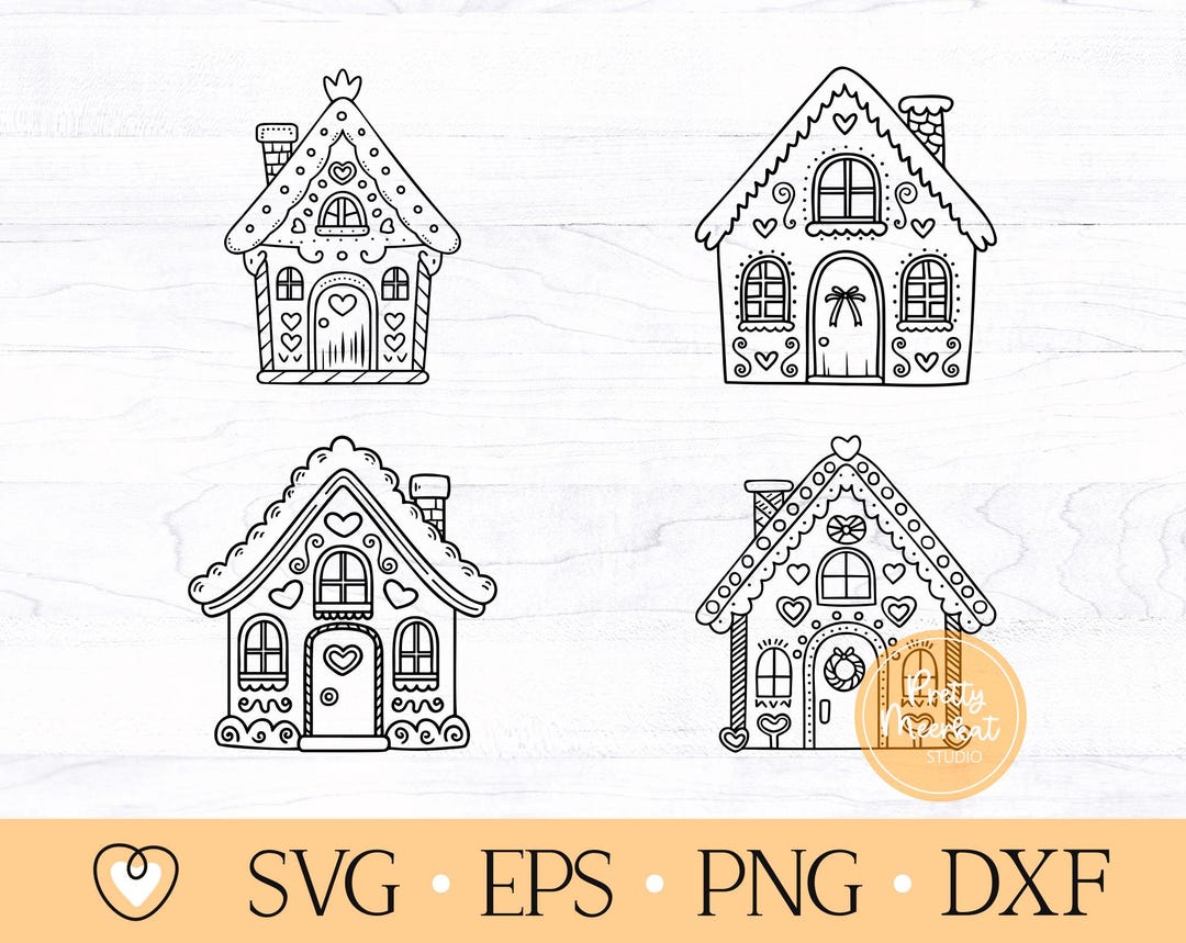 Gingerbread House SVG Bundle: Christmas Doodle Cut Files - Etsy