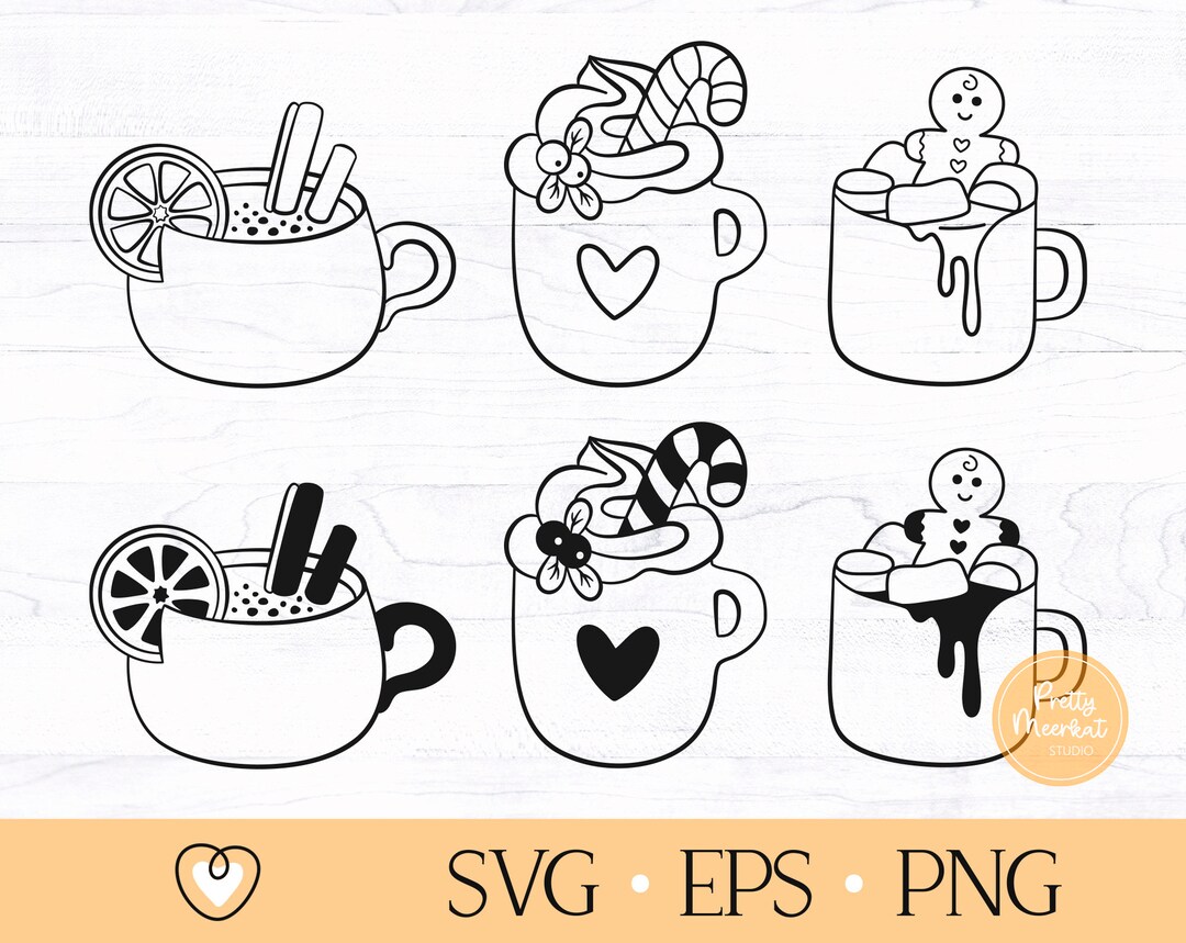 Hot Chocolate SVG: Winter Cocoa Clip Art (PNG, EPS) - Etsy