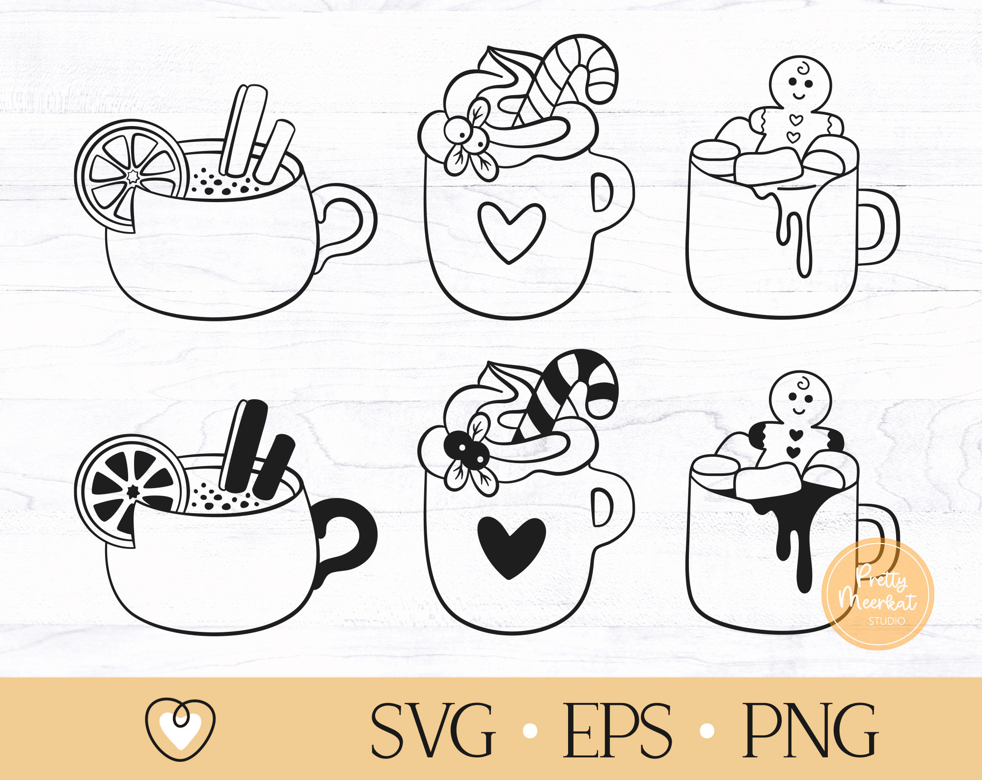 Hot Chocolate SVG: Winter Cocoa Clip Art (PNG, EPS) - Etsy