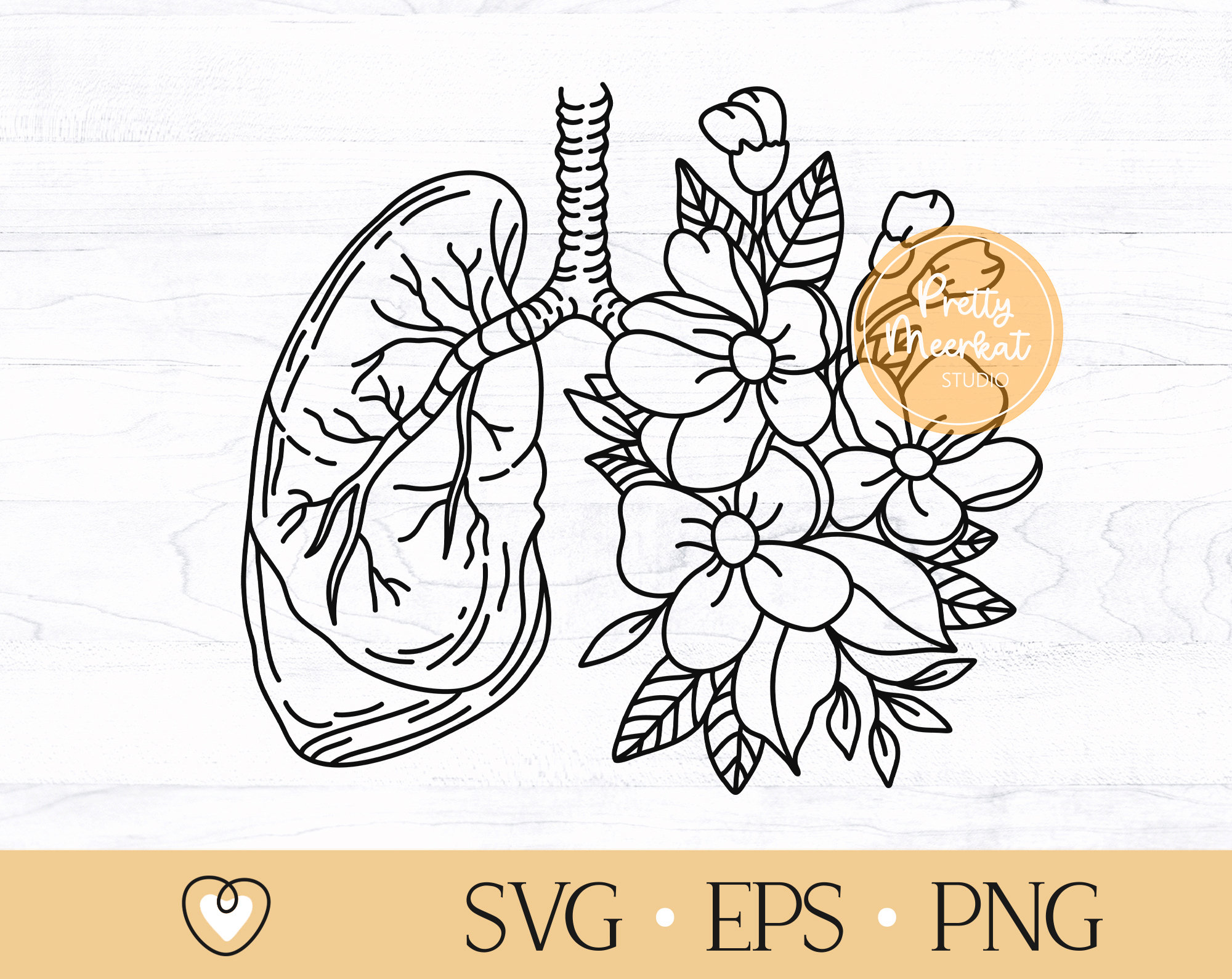Pulmones svg, Pulmones florales svg, Pulmón humano svg, png - Etsy México
