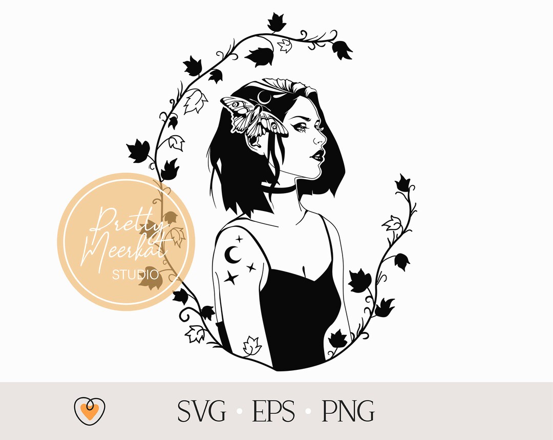 Goth Girl With Moth Svg, Magical Svg, Witchy Svg, Png Files - Etsy