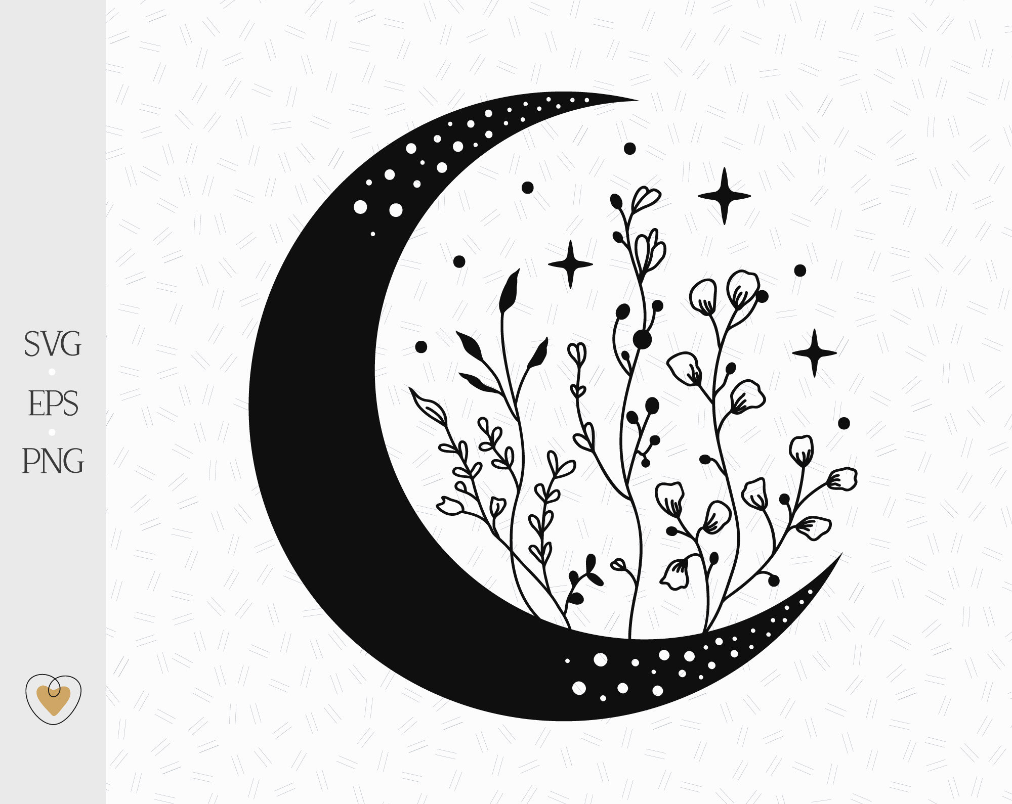 Paper, Party & Kids Floral moon svg Half moon Svg Celestial svg Flower ...