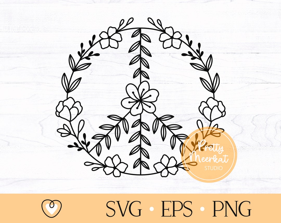 Peace Sign Svg, Flower Peace Symbol Svg, Png - Etsy