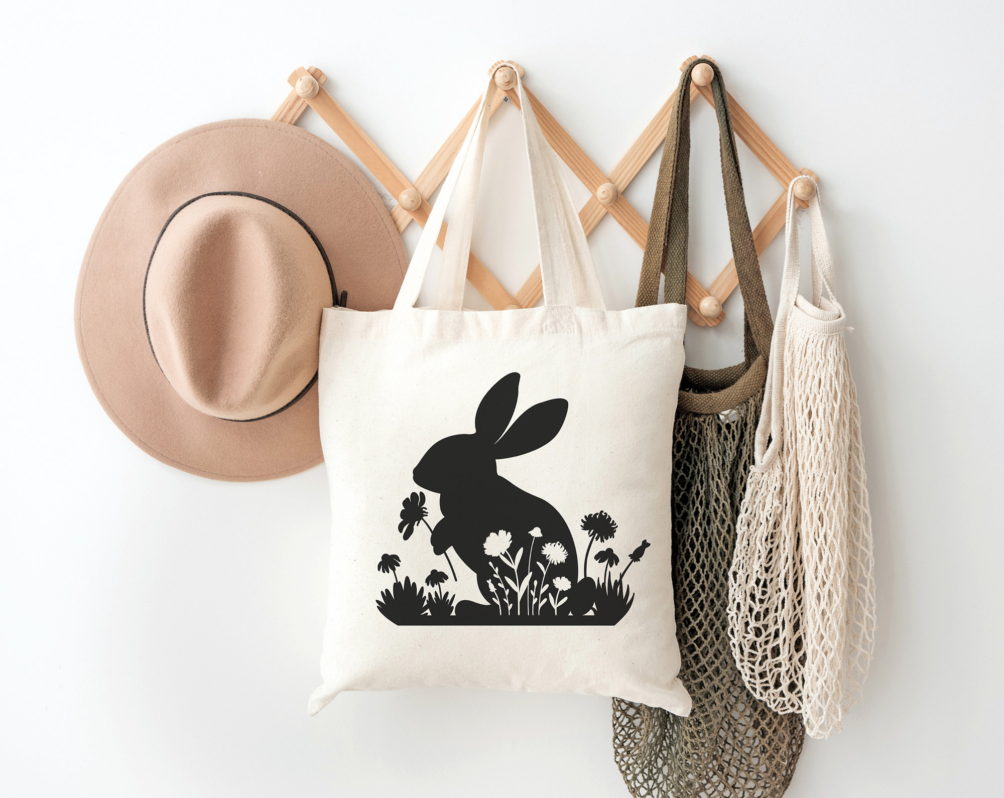 Floral Bunny Svg Bunny Silhouette Svg Bunny in Meadow Svg - Etsy