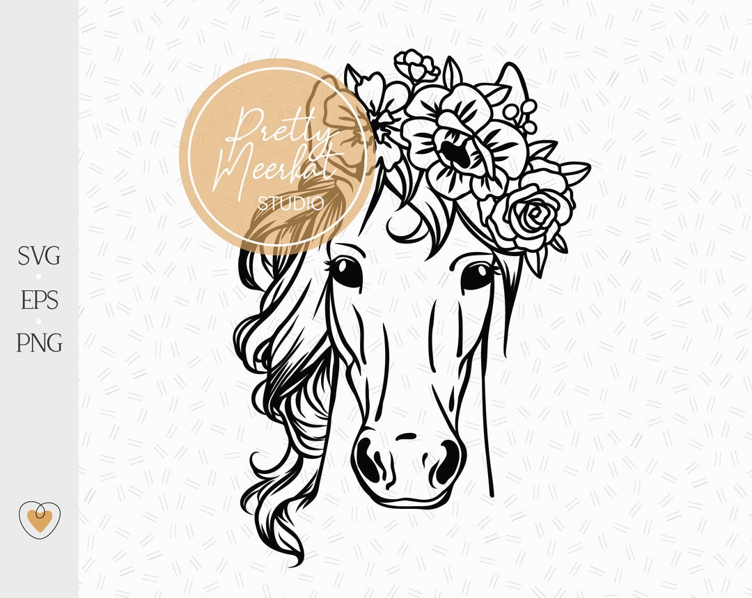 Paard met bloemenkroon svg, Bloemenpaard svg, Paardenhoofd png ...