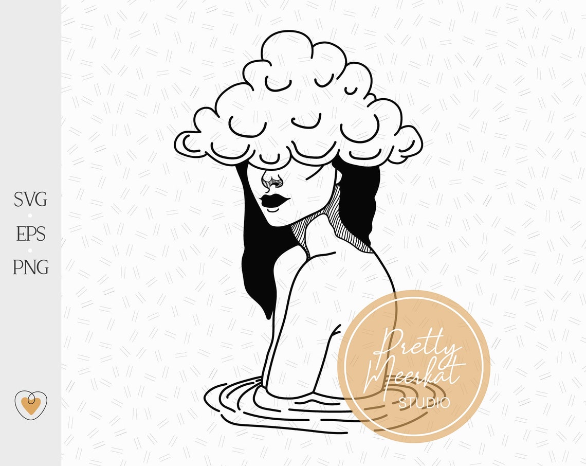 Head in the Clouds Svg Dreamer Svg Woman Svg Minimalist Svg | Etsy
