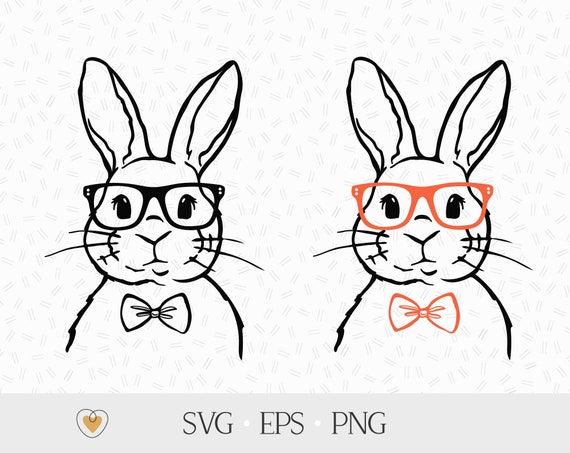 Rabbit With Glasses and Bow Tie Svg Boy Rabbit Png Bunny | Etsy