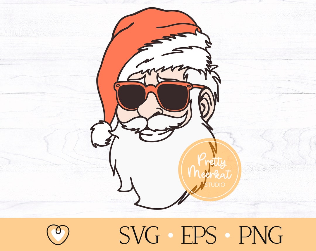 Cool Santa Svg, Santa With Sunglasses Svg, Santa Face Svg, Png Files - Etsy