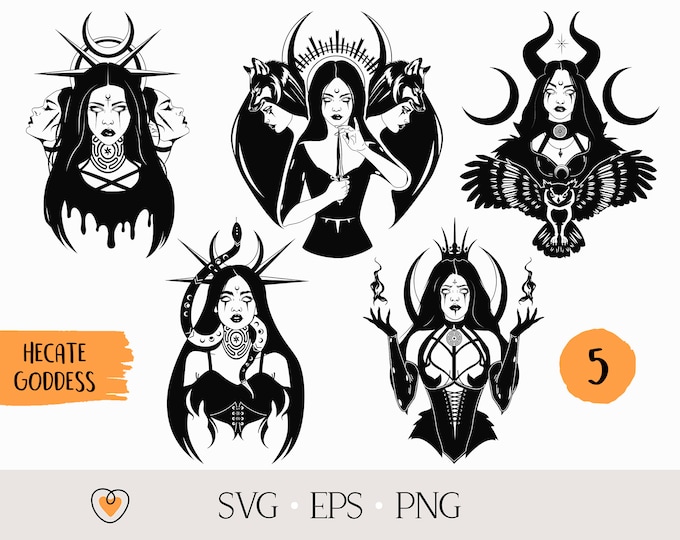 Hecate Goddess SVG PNG Designs | Witchcraft Digital Clipart | Mystical ...