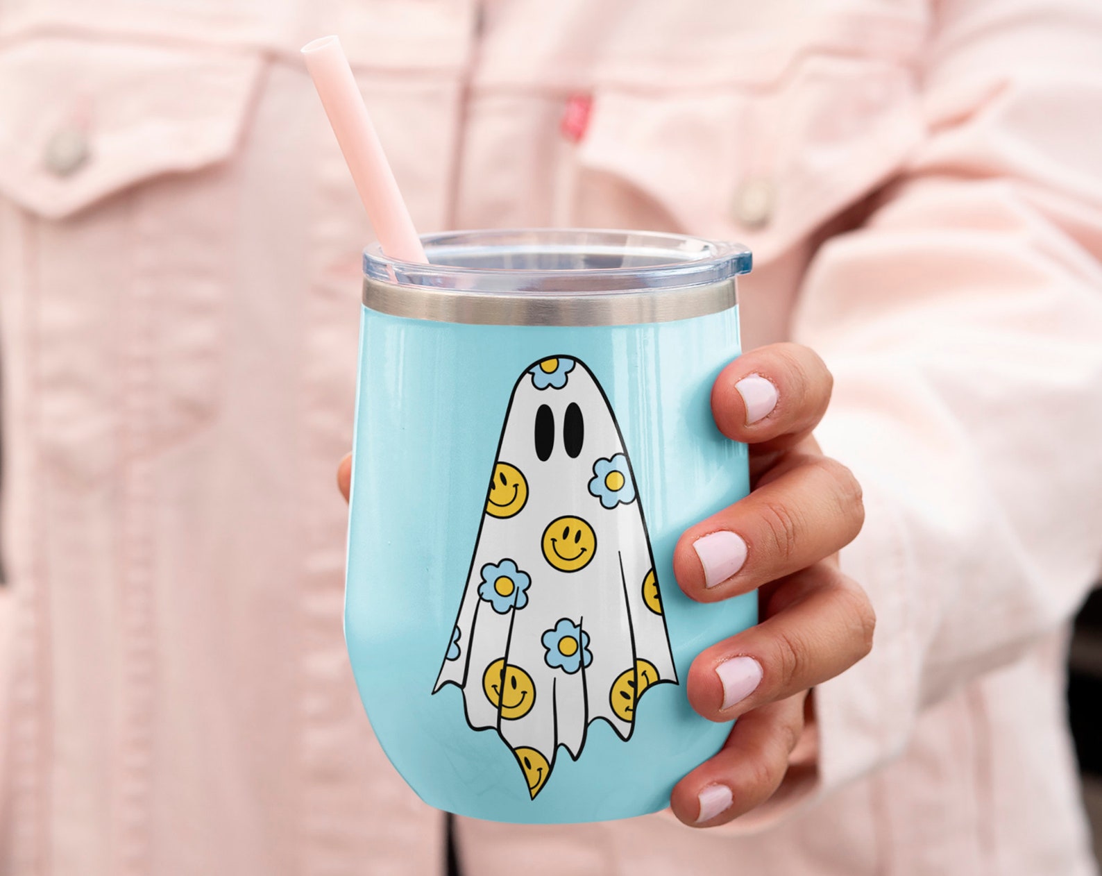 Retro Ghosts Svg Smiley Face and Daisy Svg Groovy Halloween - Etsy