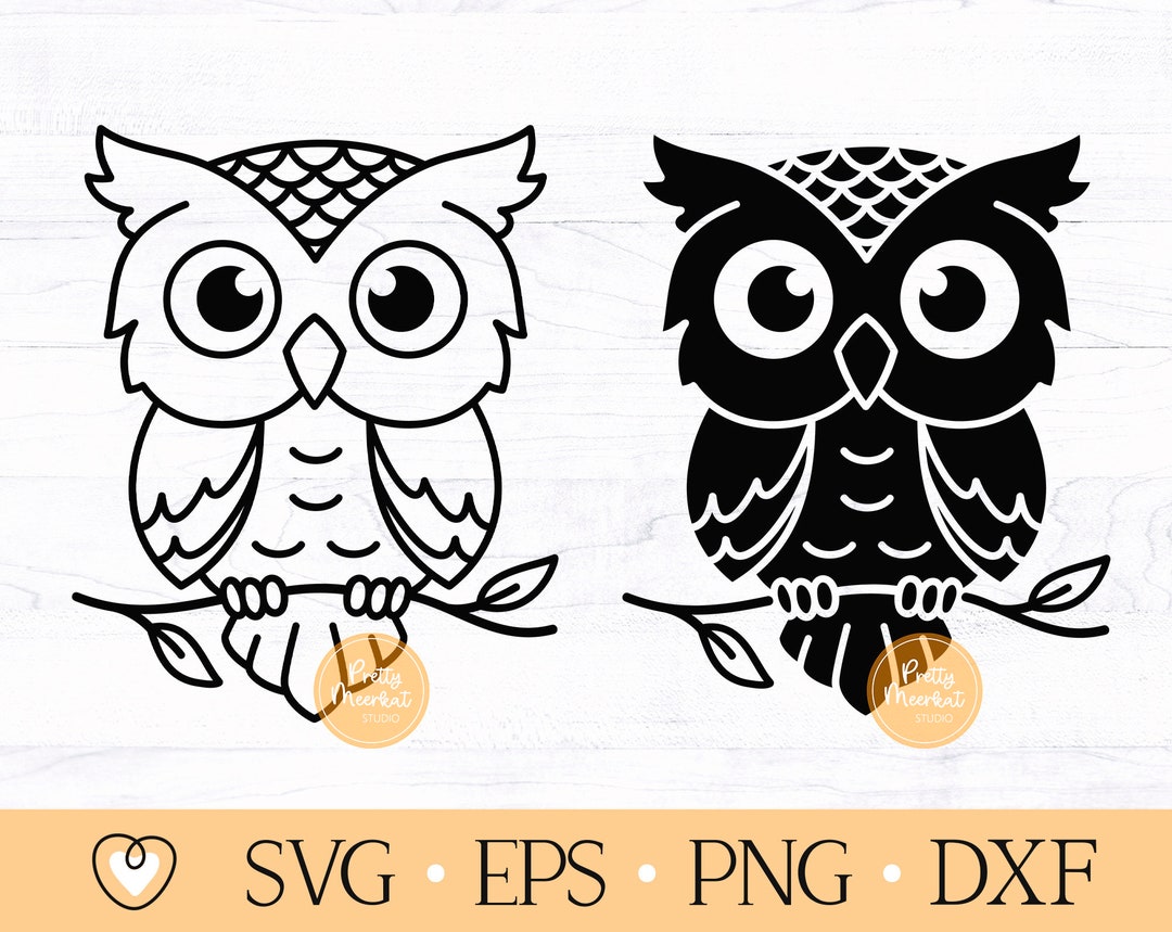 Cute Owl on a Branch Svg, Owl Svg, Owl Silhouette Svg, Png File - Etsy