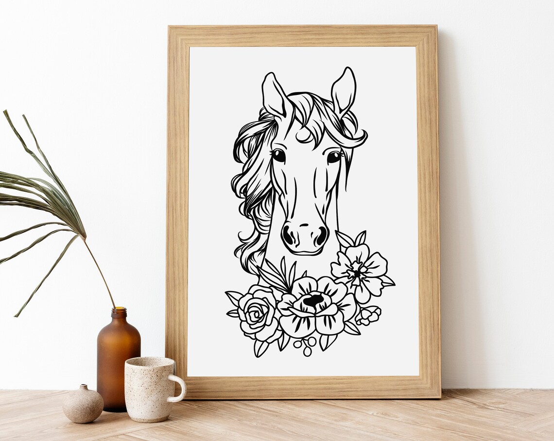 Horse with flowers svg Floral horse svg Horse lover Horse | Etsy
