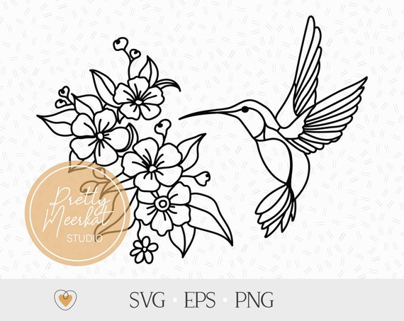 Hummingbird Svg Hummingbird With Flowers Svg Bird Cut File - Etsy