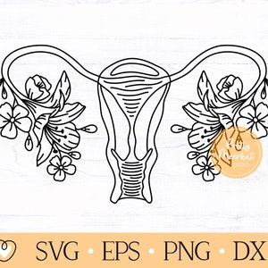 Floral Uterus Svg, Uterus With Flowers Svg, Female Reproductive Organs ...