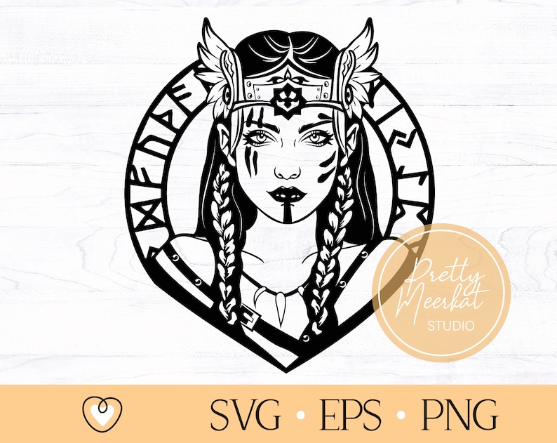 Viking Valkyrie Woman Illustration SVG, PNG, EPS Files - Etsy Canada