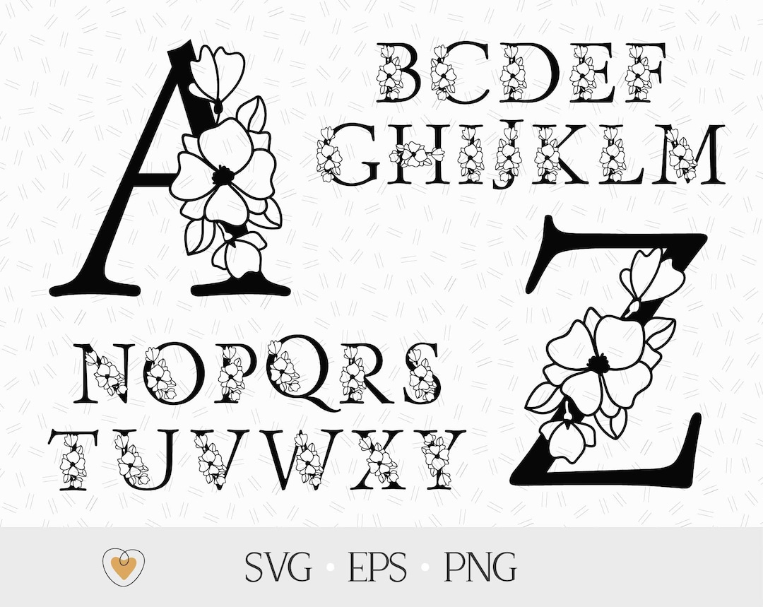 Alfabeto floral svg, letras florales svg, alfabeto botánico png ...