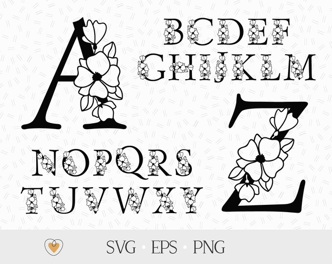 Flower Alphabet Svg, Floral Letters Svg, Peony Flower, Botanical Alphabet Png - Etsy Canada