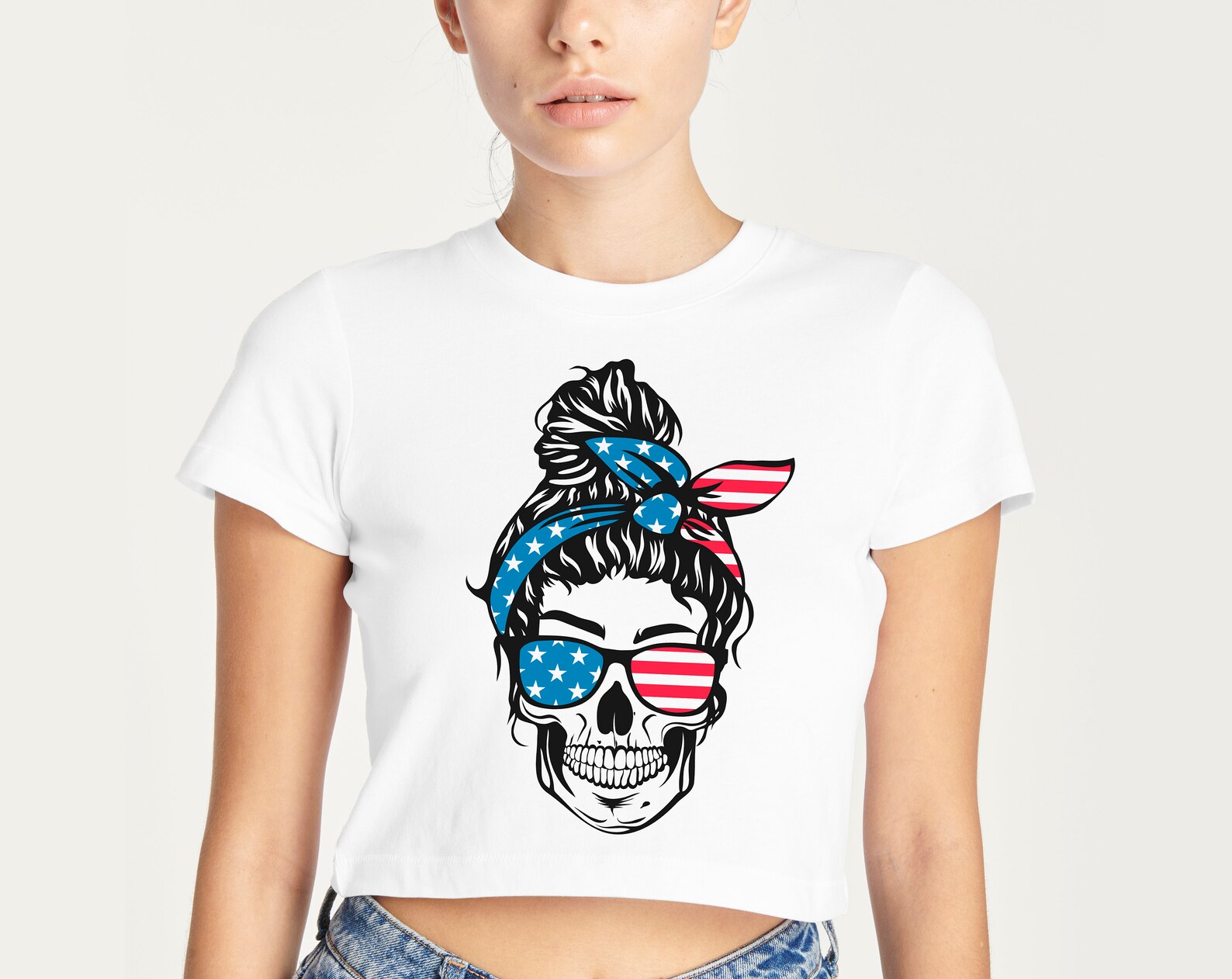Skull Messy Bun American Flag Svg Mom Life Svg Svg Files For Etsy