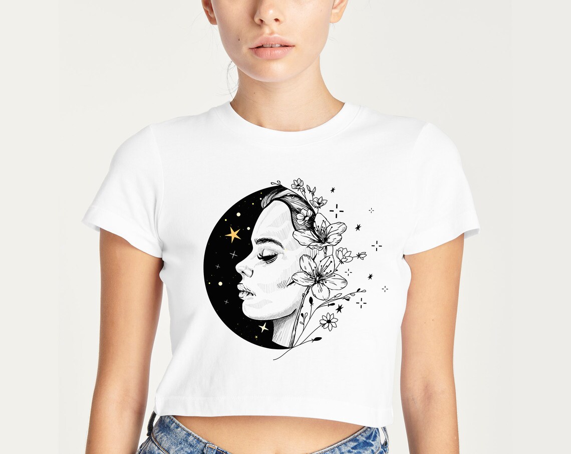 Celestial Woman With Flowers Svg Mystical Girl Svg Witchy | Etsy
