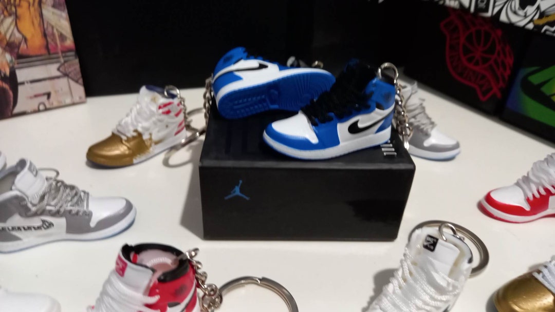 Blue and Black Mini Sneakers Key Ring Nike Air Jordan Shoes - Etsy