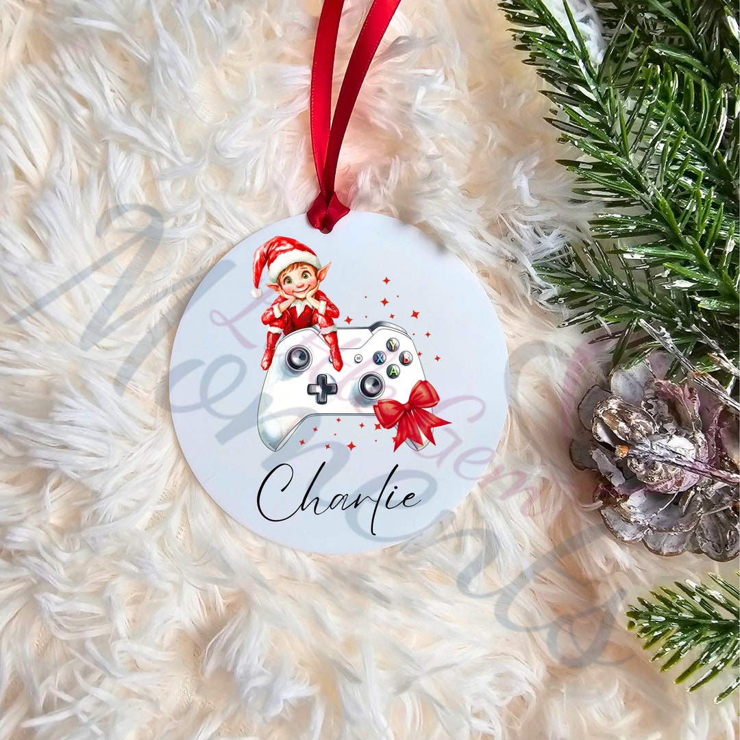 Personalised Gaming Elf Christmas Bauble. Handmade Xmas Tree Decoration ...