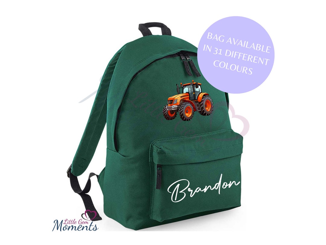 Personalised Tractor School Bag. Custom Rucksack for Tractor Fans. Kid ...