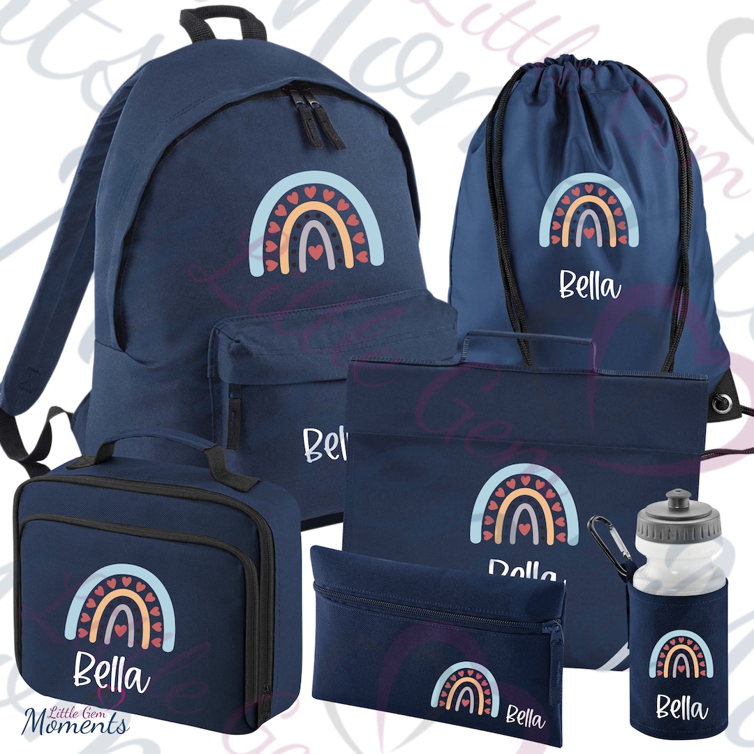 Personalised Rainbow Mega Back to School Essentials Bundle. Kids School ...