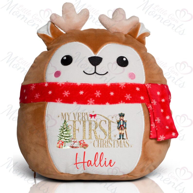 Personalised Reindeer Very First Christmas Squidgy. Custom Festive Xmas ...