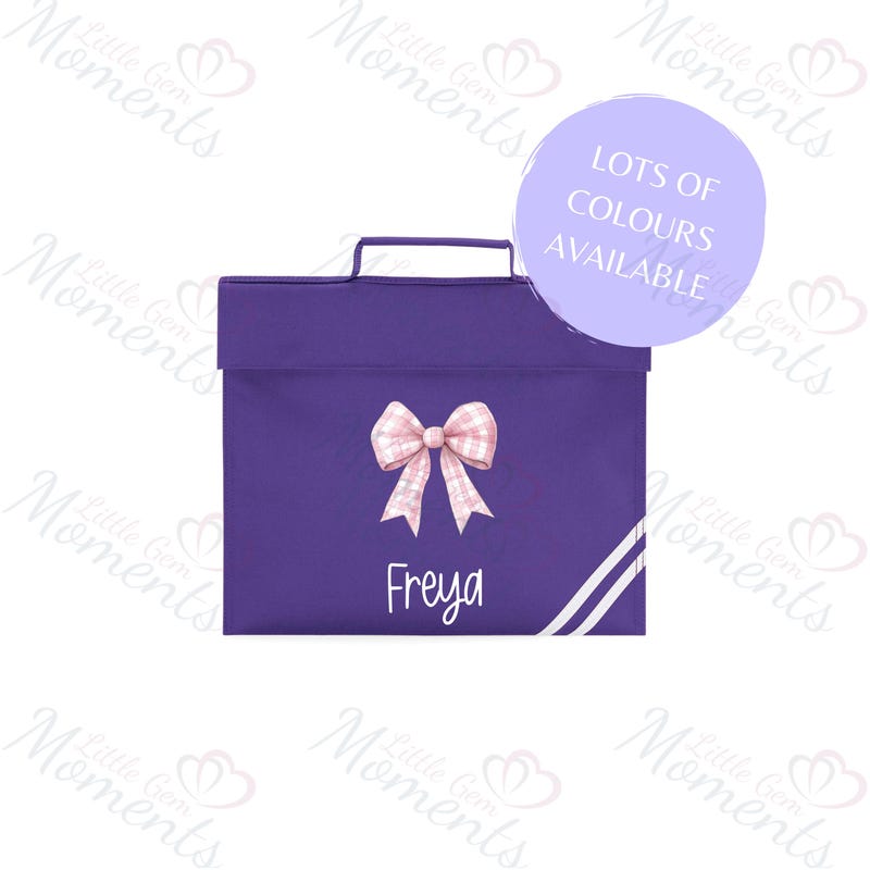 Gingham Bow Book Bag - Etsy UK