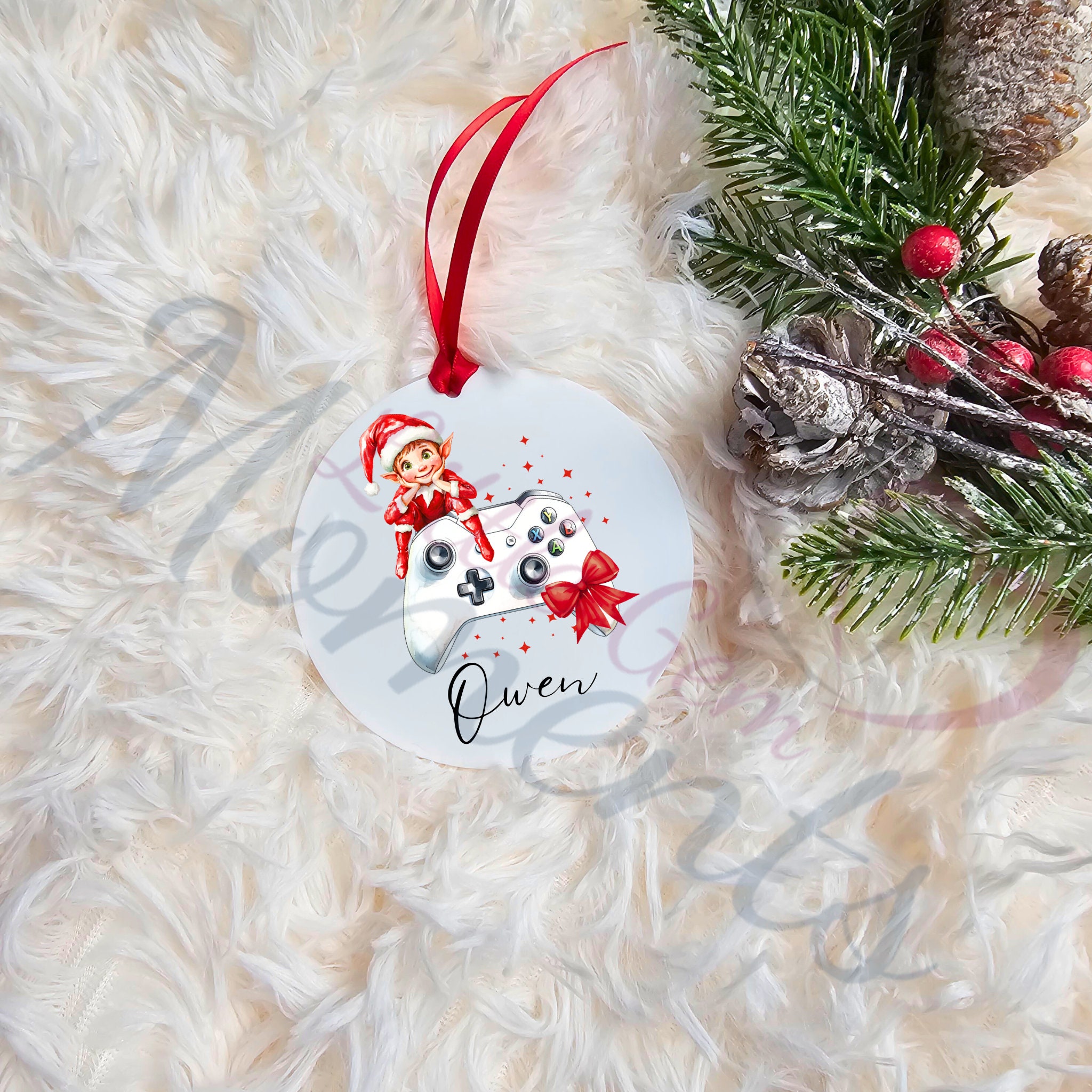 Personalised Gaming Elf Christmas Bauble. Handmade Xmas Tree Decoration ...