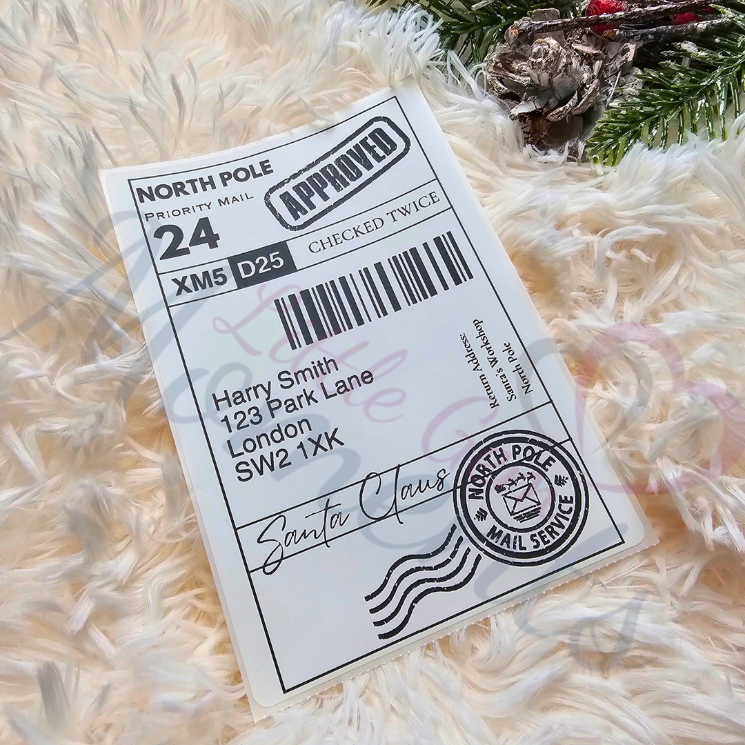 Personalised Novelty Christmas Postage Label. Custom Elf Shipping Label ...