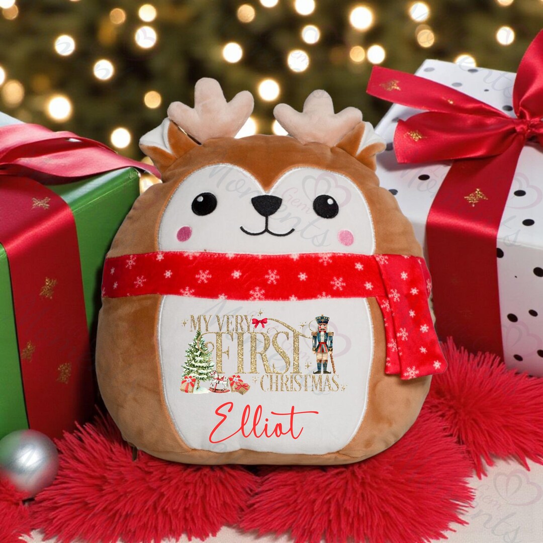 Personalised Reindeer Very First Christmas Squidgy. Custom Festive Xmas ...