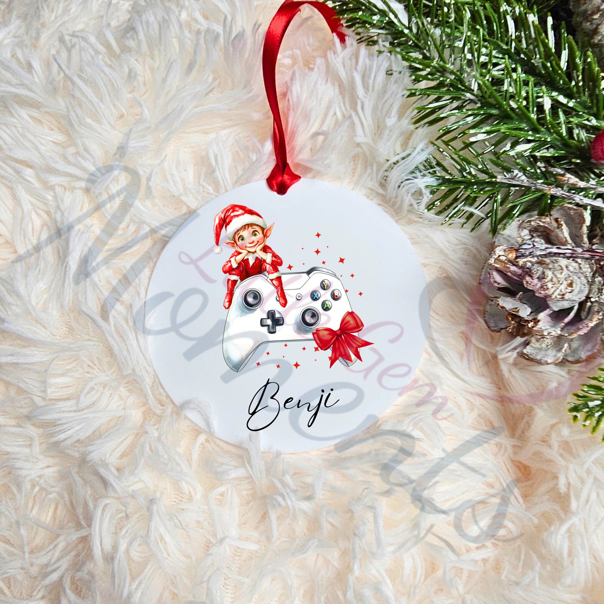 Personalised Gaming Elf Christmas Bauble. Handmade Xmas Tree Decoration ...