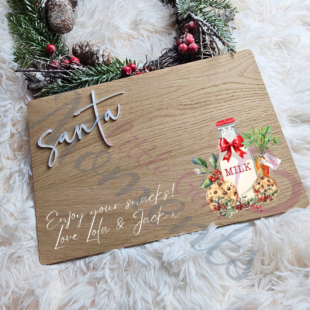 Personalised Santa Snack Board. Wooden Custom Christmas Eve Treat for ...