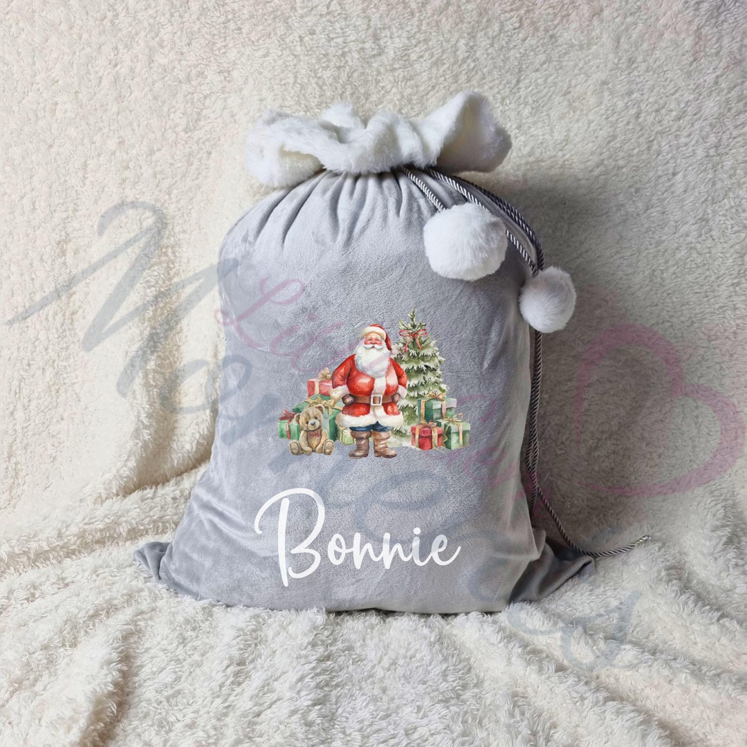 Luxury Plush Velvet Personalised Santa Claus Christmas Gift Sacks - Red ...