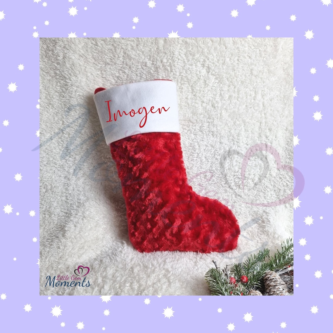 Personalised Luxury Plush Red Christmas Stocking. Fluffy Matching Xmas ...