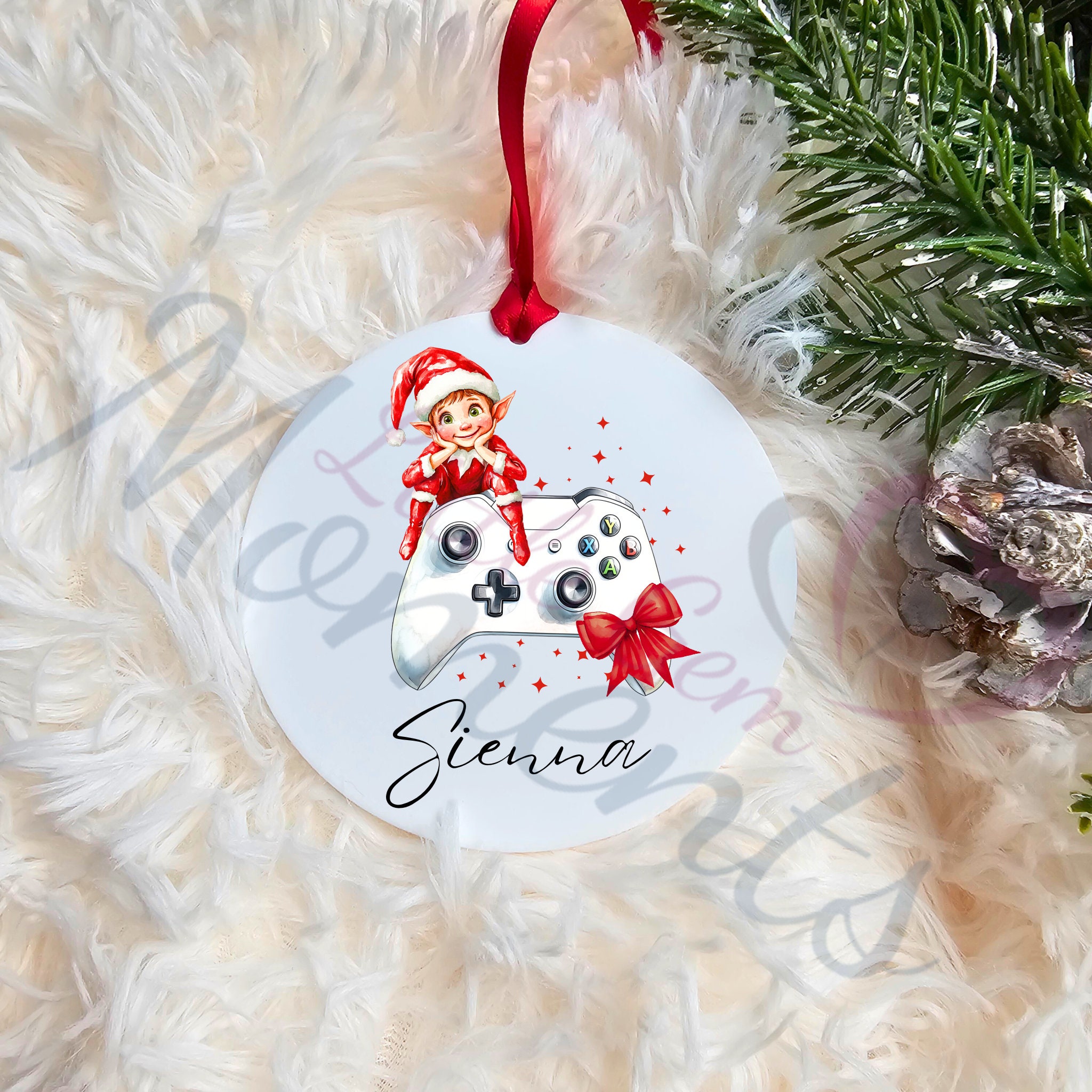 Personalised Gaming Elf Christmas Bauble. Handmade Xmas Tree Decoration ...