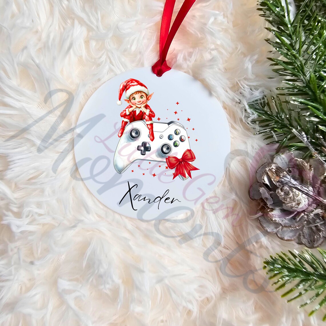 Personalised Gaming Elf Christmas Bauble. Handmade Xmas Tree Decoration ...