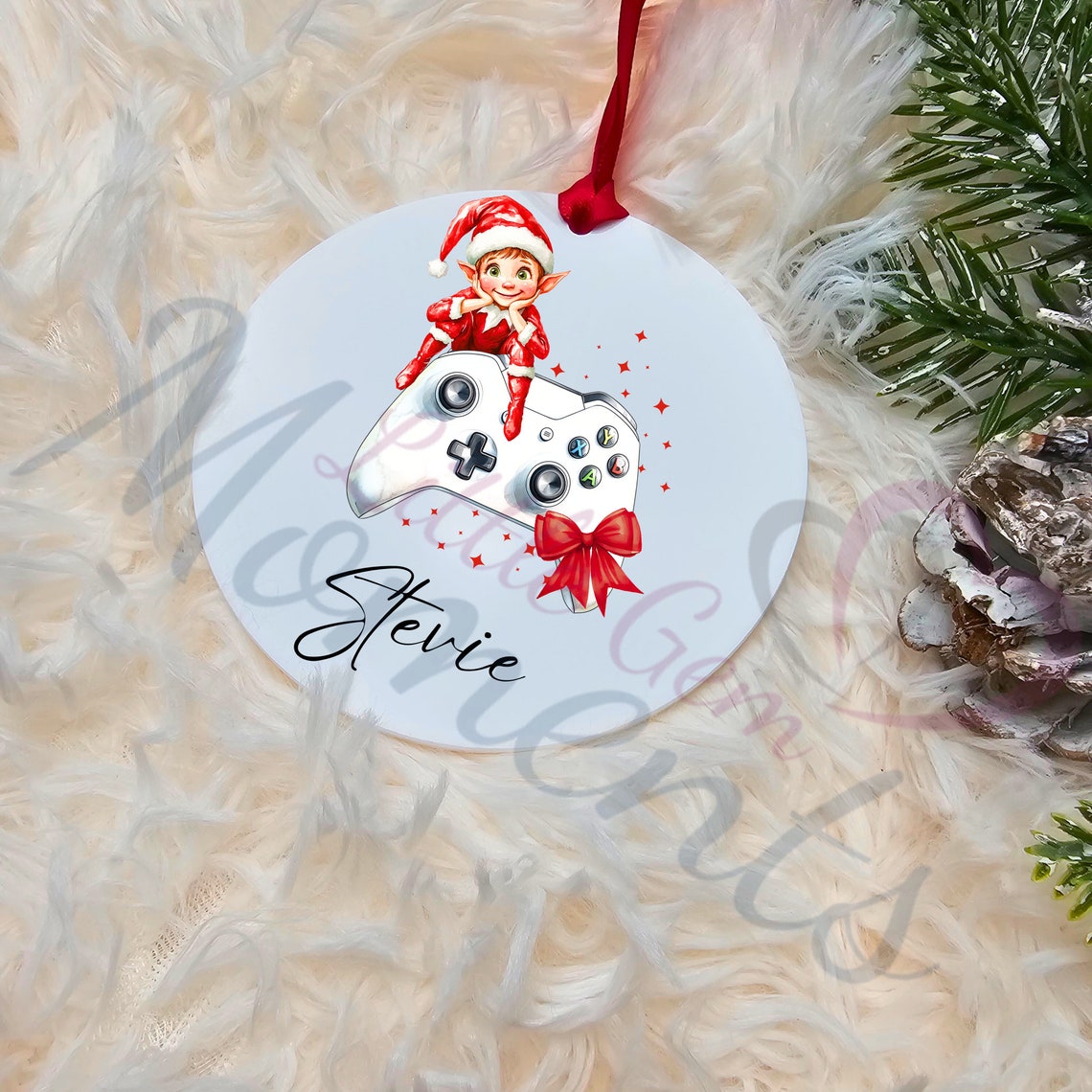 Personalised Gaming Elf Christmas Bauble. Handmade Xmas Tree Decoration ...